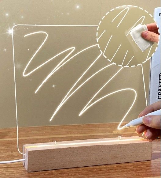 DIY Acrylic Note Erasable Led Light Display Stand With Writing Pen Warm ...
