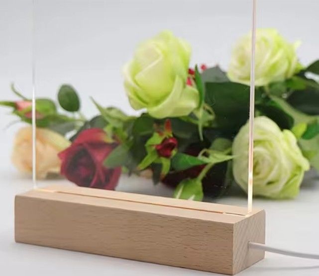 Stylish 3D Illuminated Rewritable Wood Acrylic Led Display Stand Lamp ...